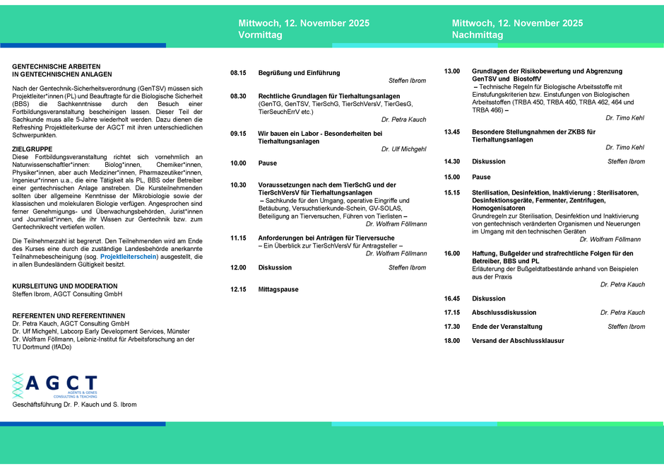 AGCT Refreshing-Projektleiterkurse (Tageskurse) – AGCT Consulting GmbH