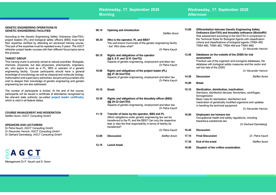 AGCT Refreshing-Projektleiterkurse (Tageskurse) – AGCT Consulting GmbH