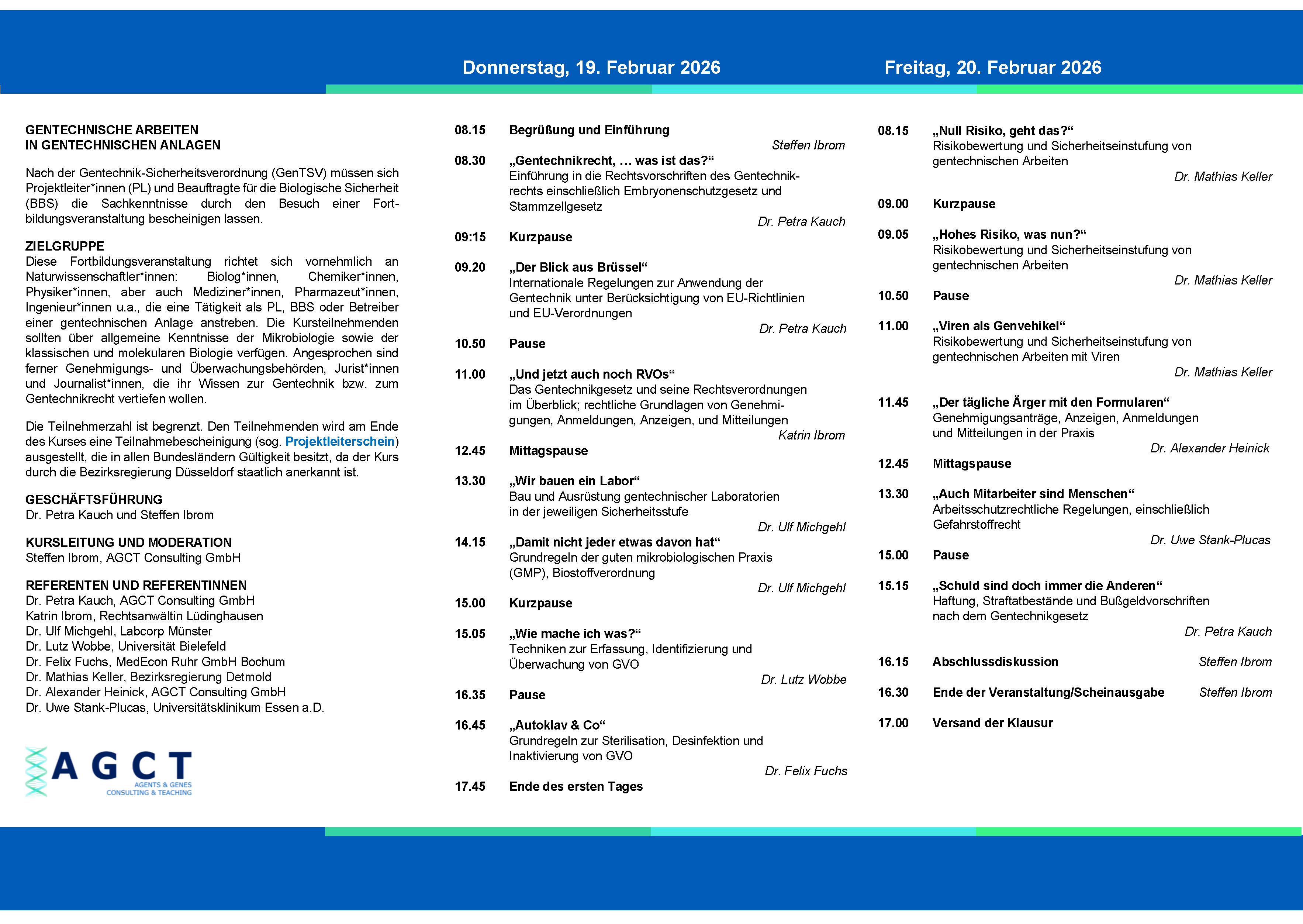 AGCT Projektleiterkurse (2-Tageskurse) – AGCT Consulting GmbH