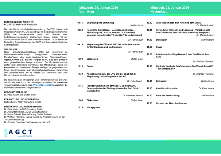 AGCT Refreshing-Projektleiterkurse (Tageskurse) – AGCT Consulting GmbH