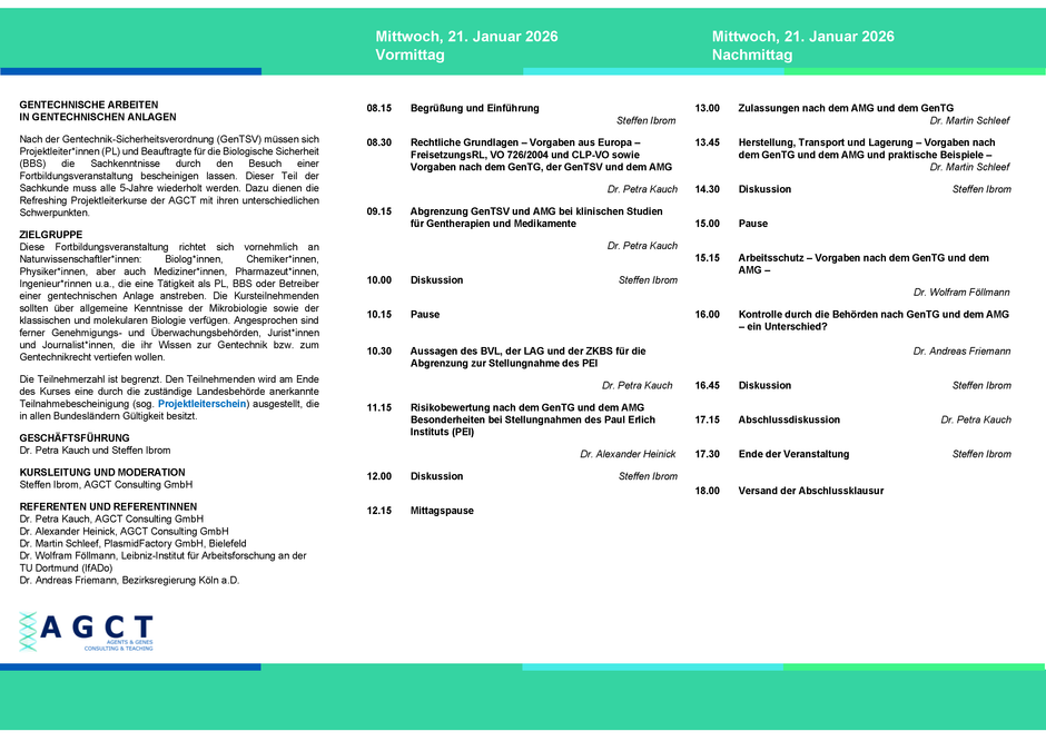 AGCT Refreshing-Projektleiterkurse (Tageskurse) – AGCT Consulting GmbH