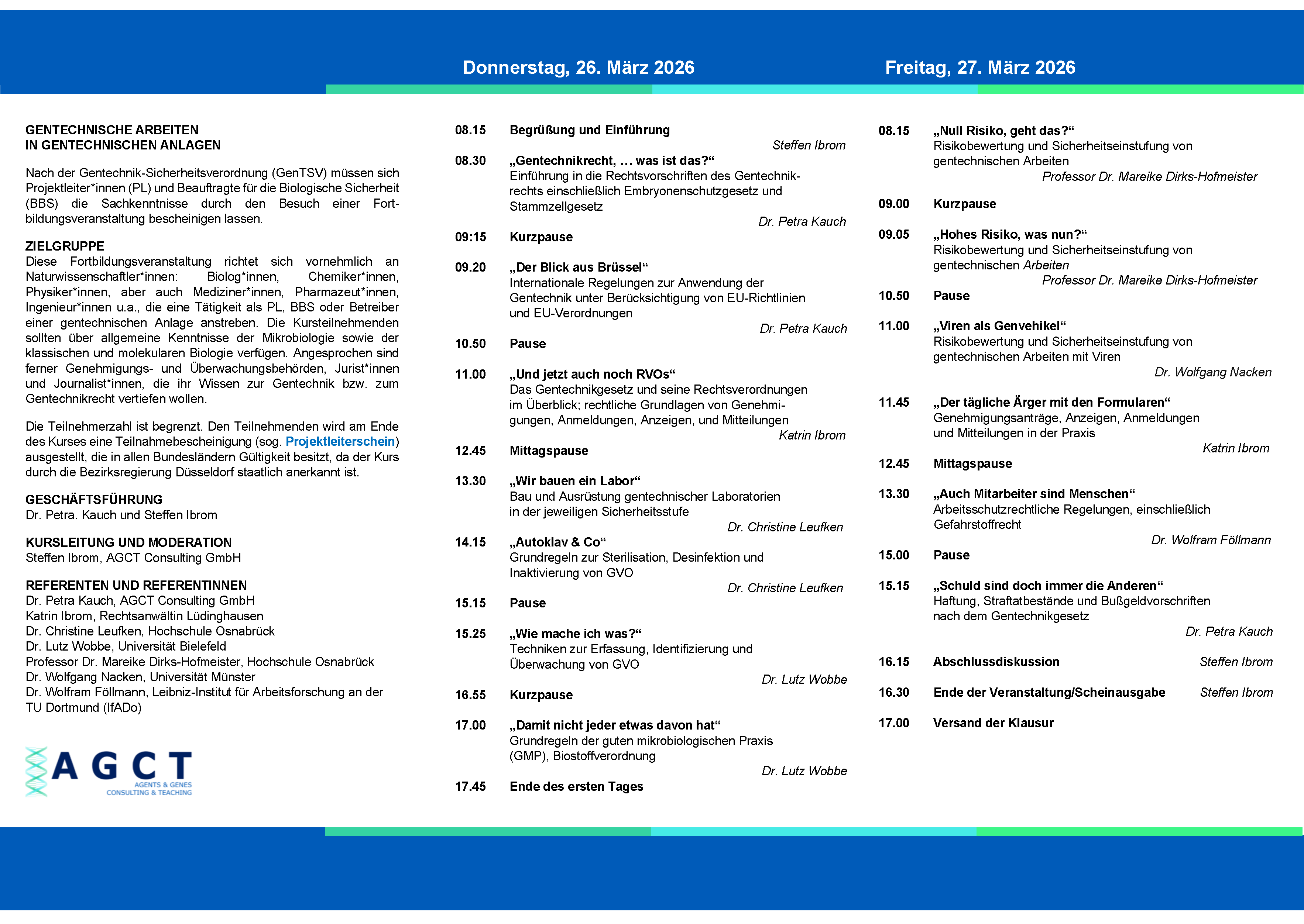 AGCT Projektleiterkurse (2-Tageskurse) – AGCT Consulting GmbH