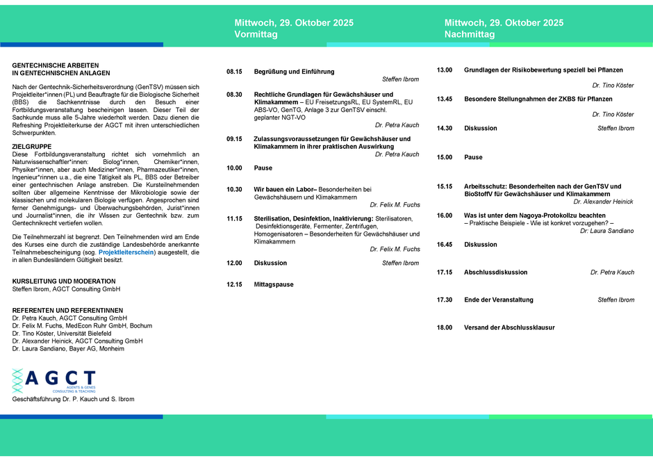 AGCT Refreshing-Projektleiterkurse (Tageskurse) – AGCT Consulting GmbH