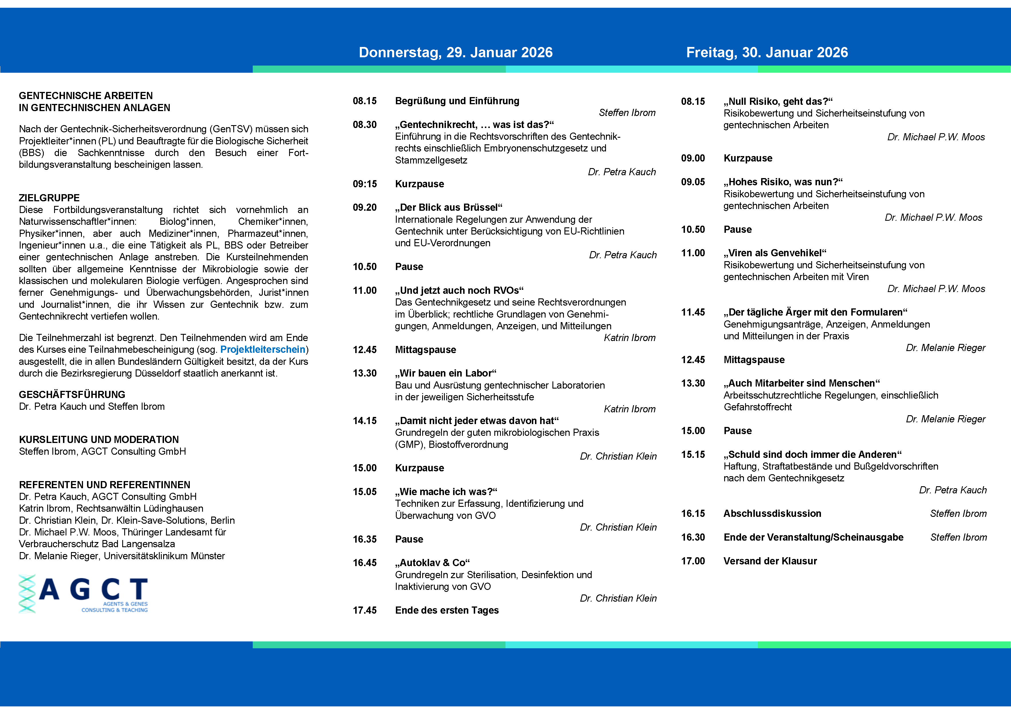 AGCT Projektleiterkurse (2-Tageskurse) – AGCT Consulting GmbH